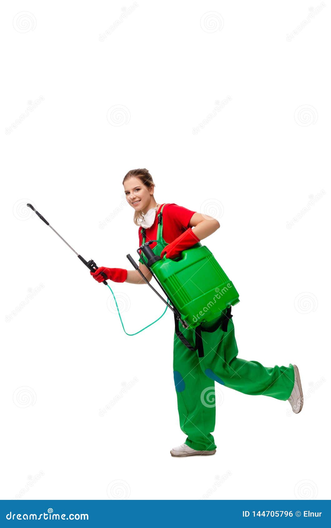 The Female Pest Control Contractor Isolated on White Stock Photo ...
