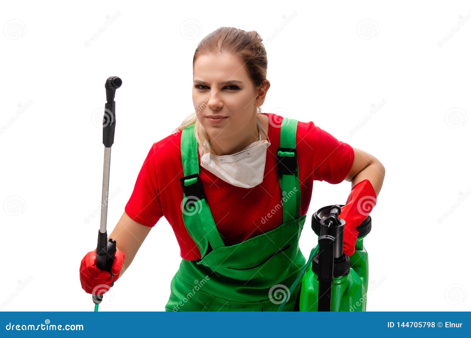 The Female Pest Control Contractor Isolated on White Stock Photo ...