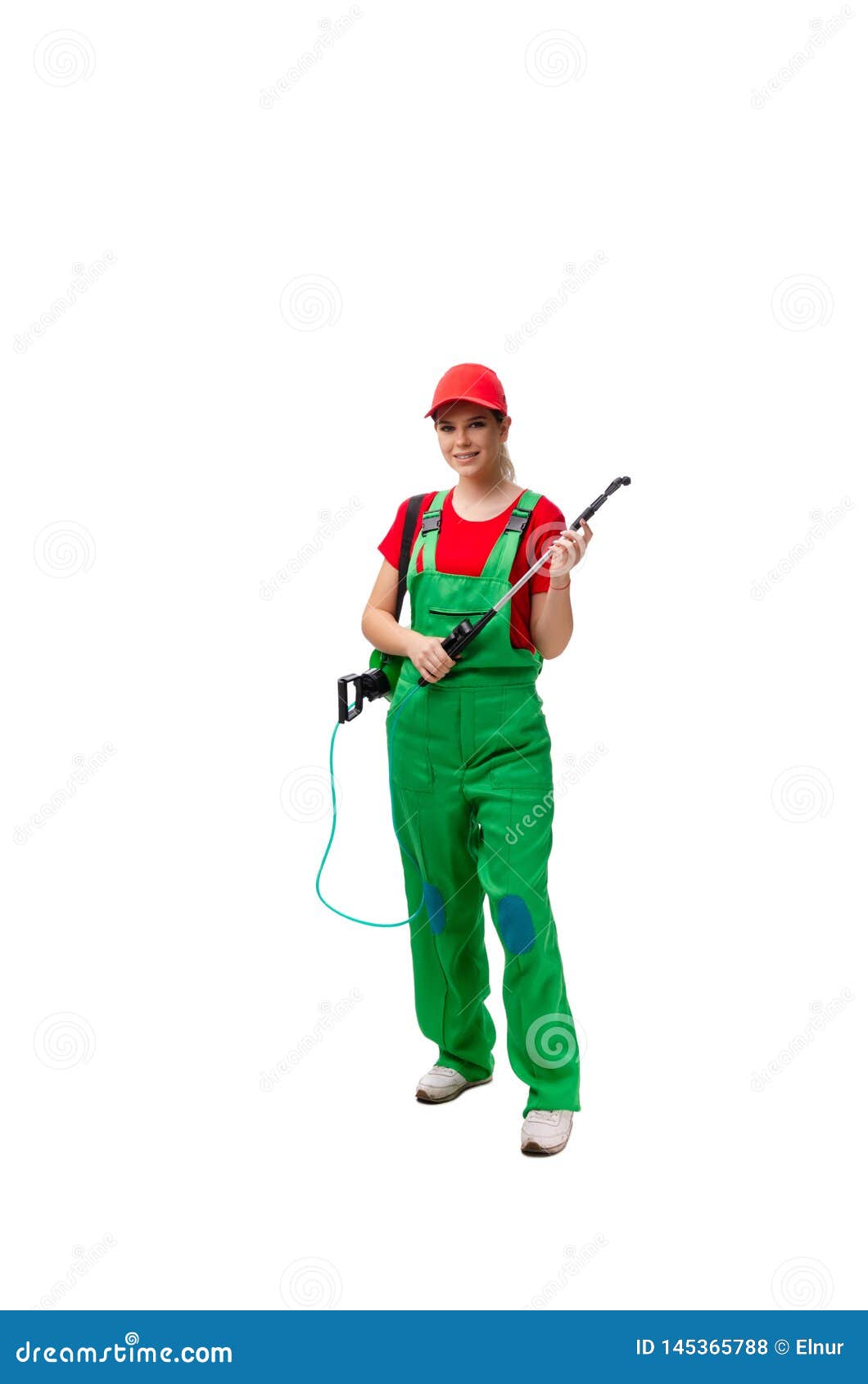 The Female Pest Control Contractor Isolated on White Stock Photo ...