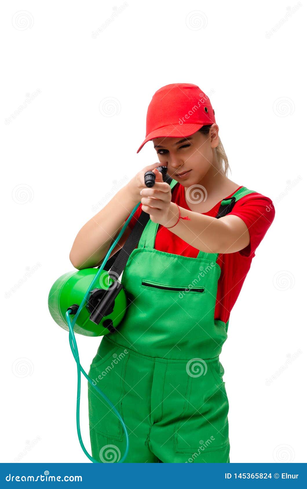 The Female Pest Control Contractor Isolated on White Stock Photo ...