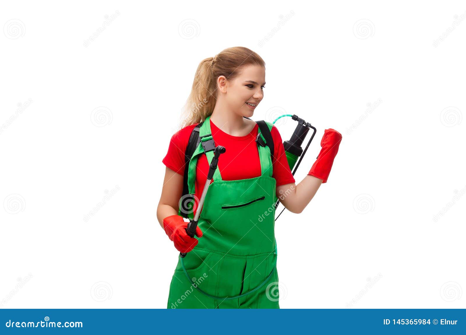 The Female Pest Control Contractor Isolated on White Stock Photo ...