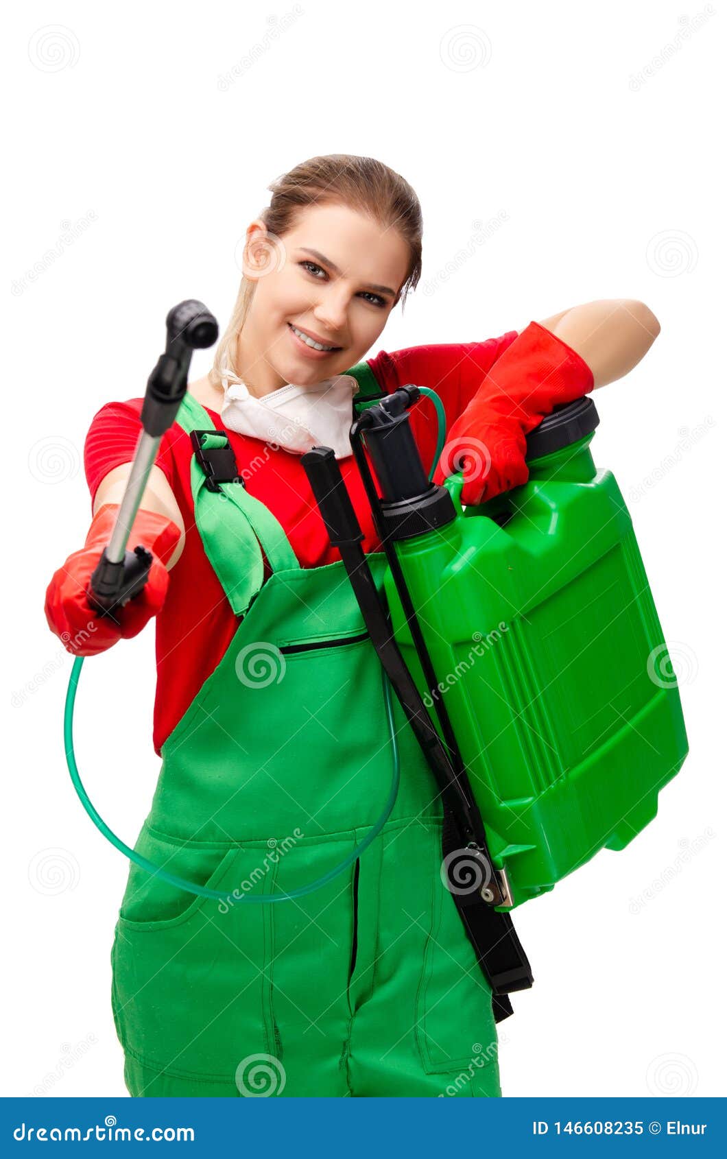 The Female Pest Control Contractor Isolated on White Stock Image ...
