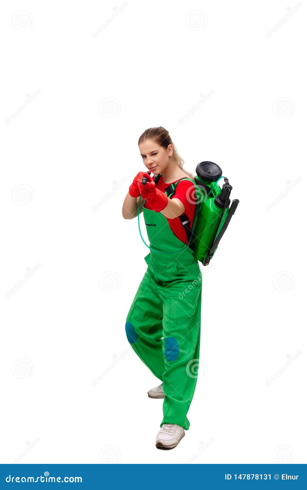 The Female Pest Control Contractor Isolated on White Stock Image ...