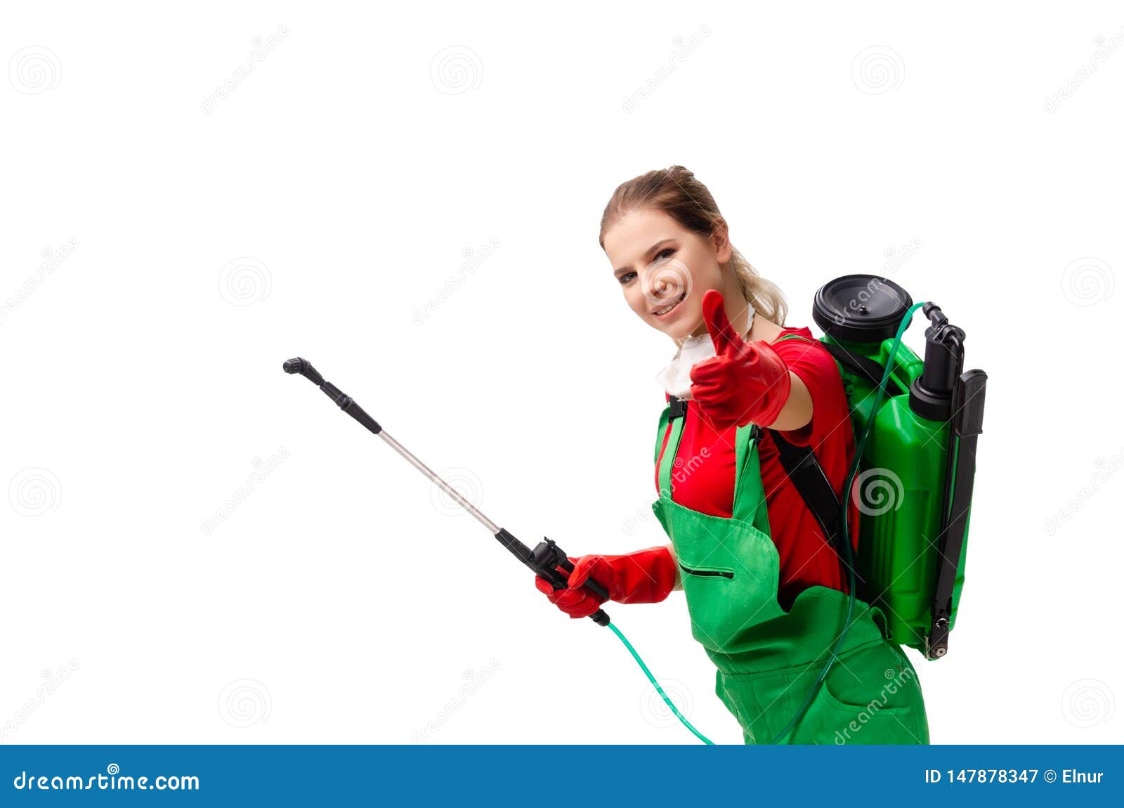 The Female Pest Control Contractor Isolated on White Stock Image ...
