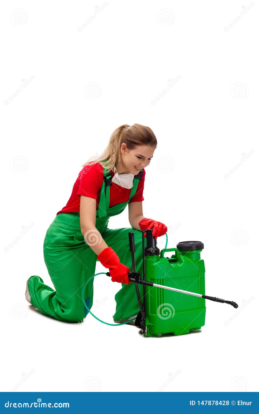 The Female Pest Control Contractor Isolated on White Stock Photo ...