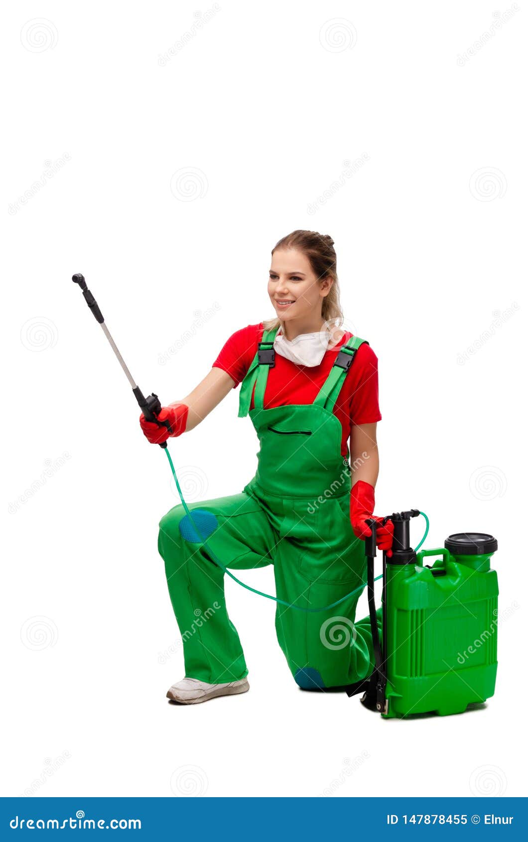 The Female Pest Control Contractor Isolated on White Stock Image ...