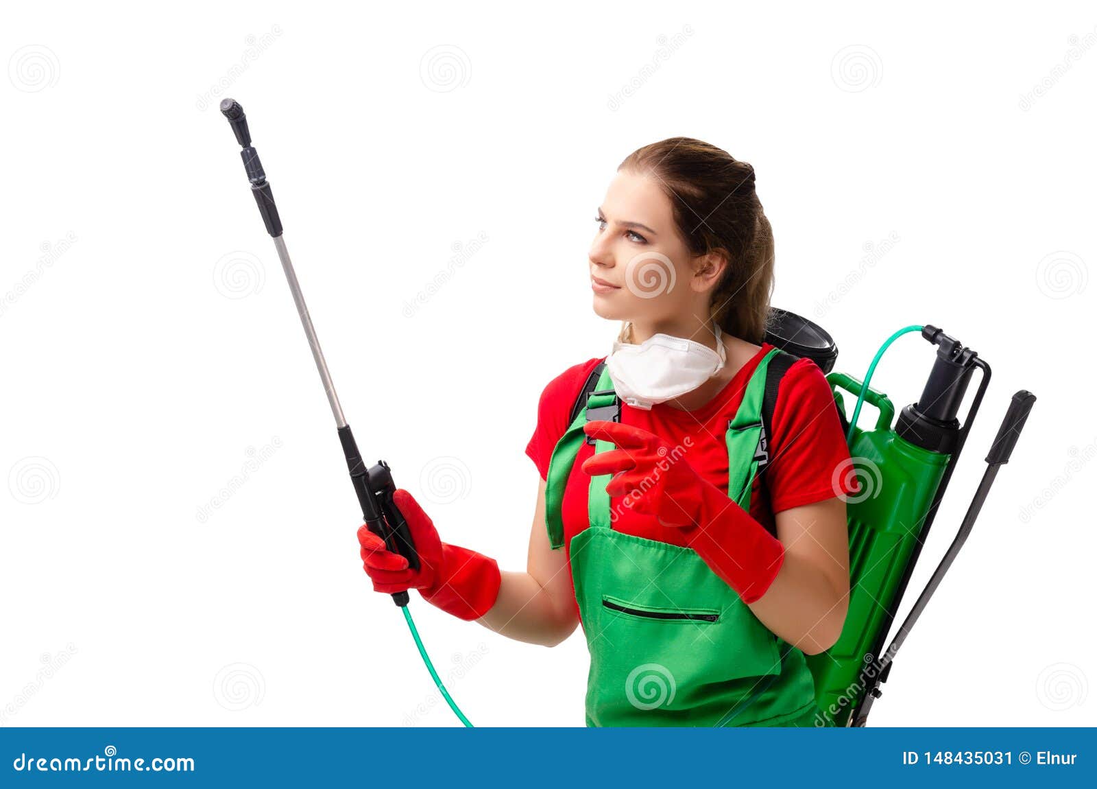 The Female Pest Control Contractor Isolated on White Stock Image ...