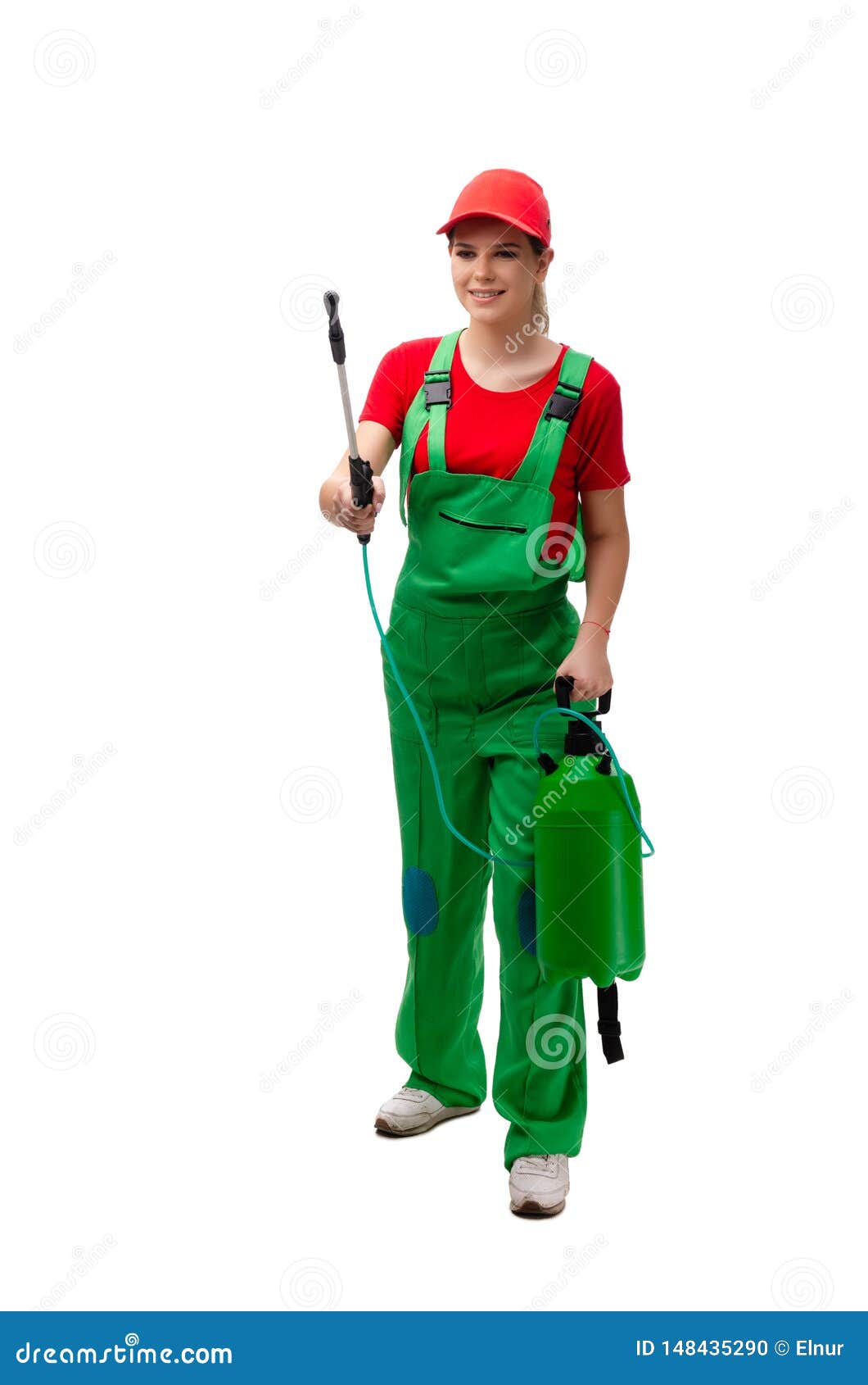 The Female Pest Control Contractor Isolated on White Stock Photo ...