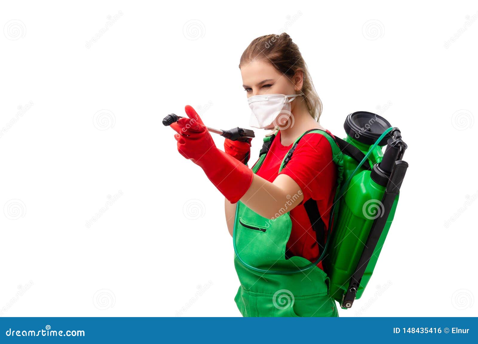 The Female Pest Control Contractor Isolated on White Stock Photo ...