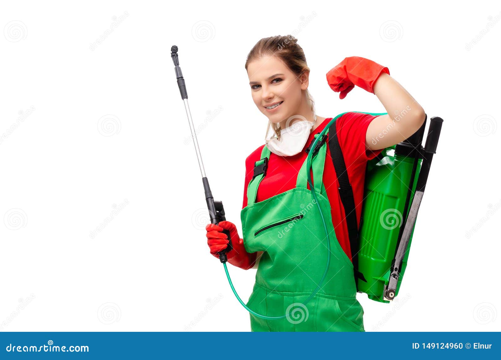 The Female Pest Control Contractor Isolated on White Stock Photo ...