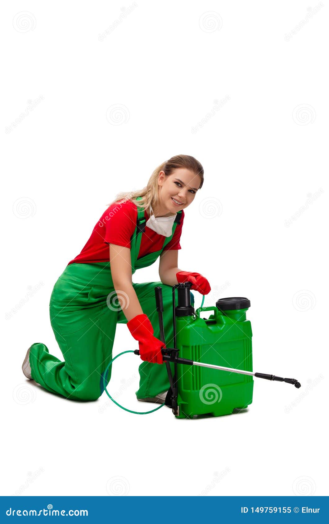 Female Pest Control Contractor Isolated on White Stock Image - Image of ...