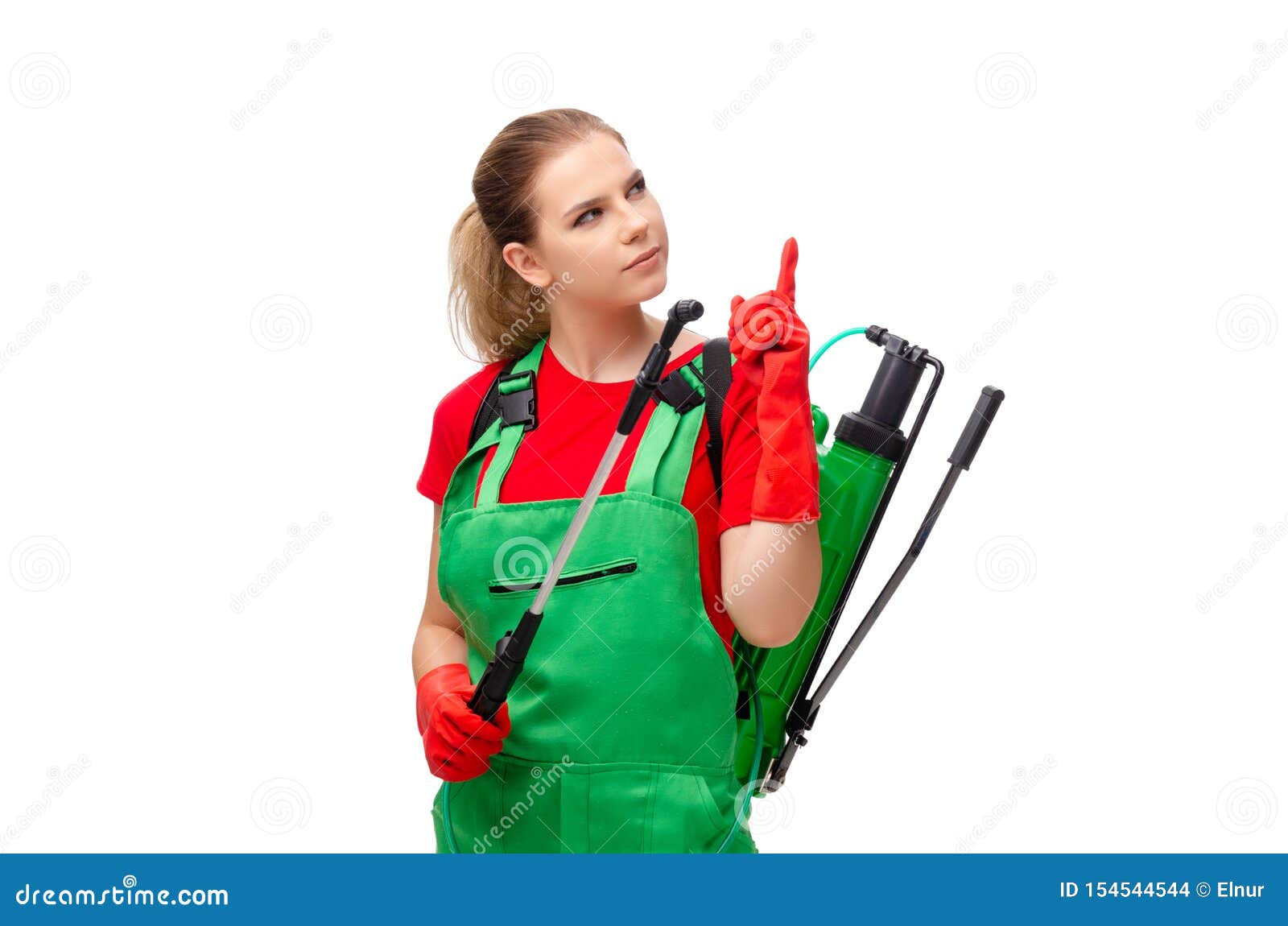 Female Pest Control Contractor Isolated on White Stock Photo - Image of ...