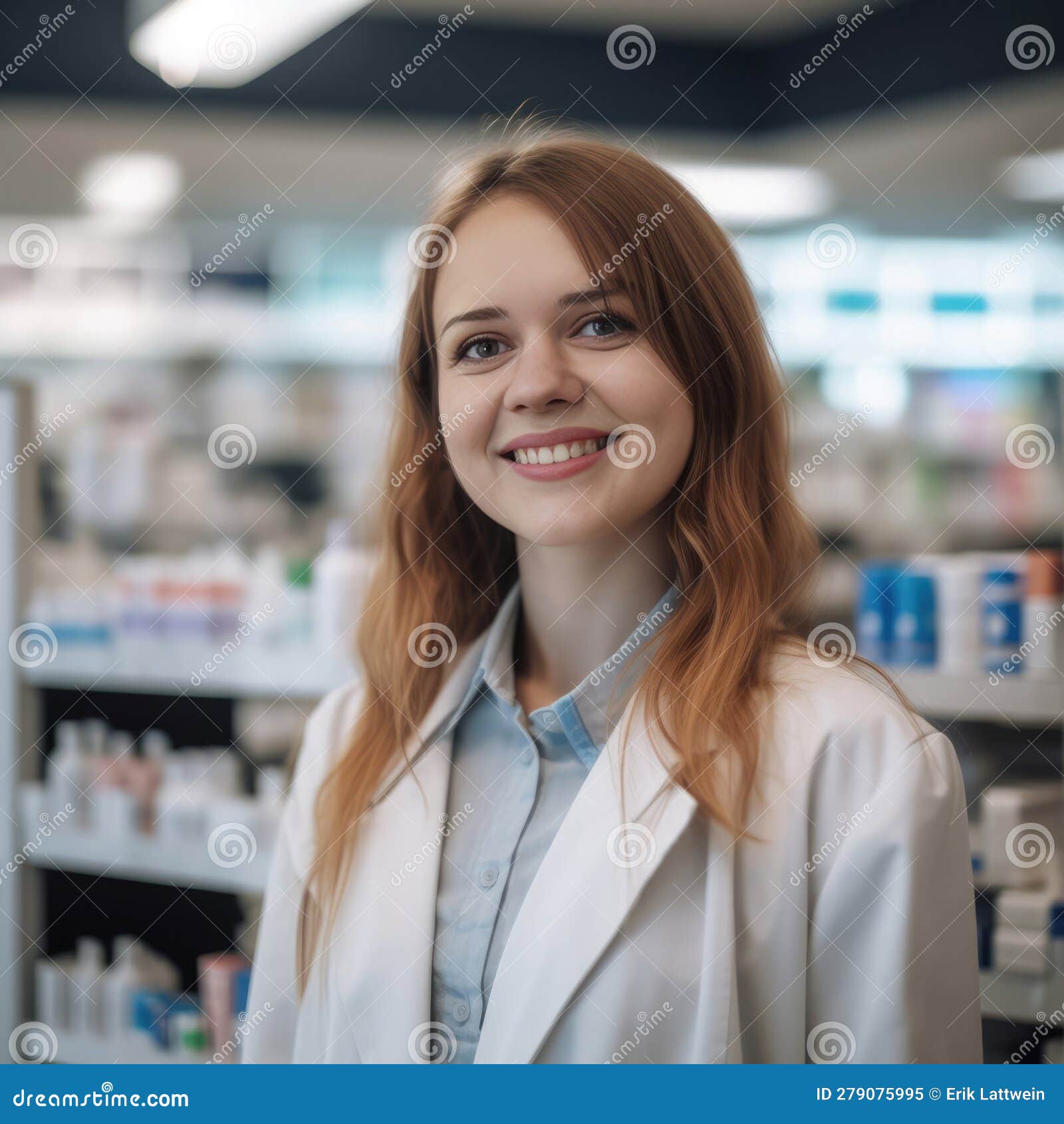 Female Pharmacist in a Drug Store - Made with Generative AI Tools Stock ...