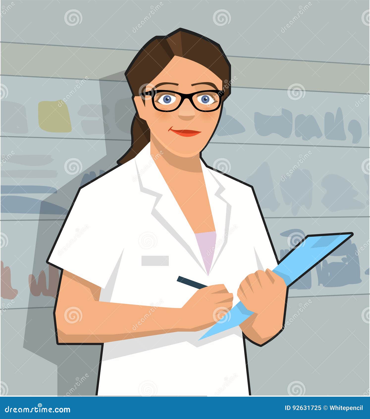 Female pharmacy assistant stock vector. Illustration of specialist ...