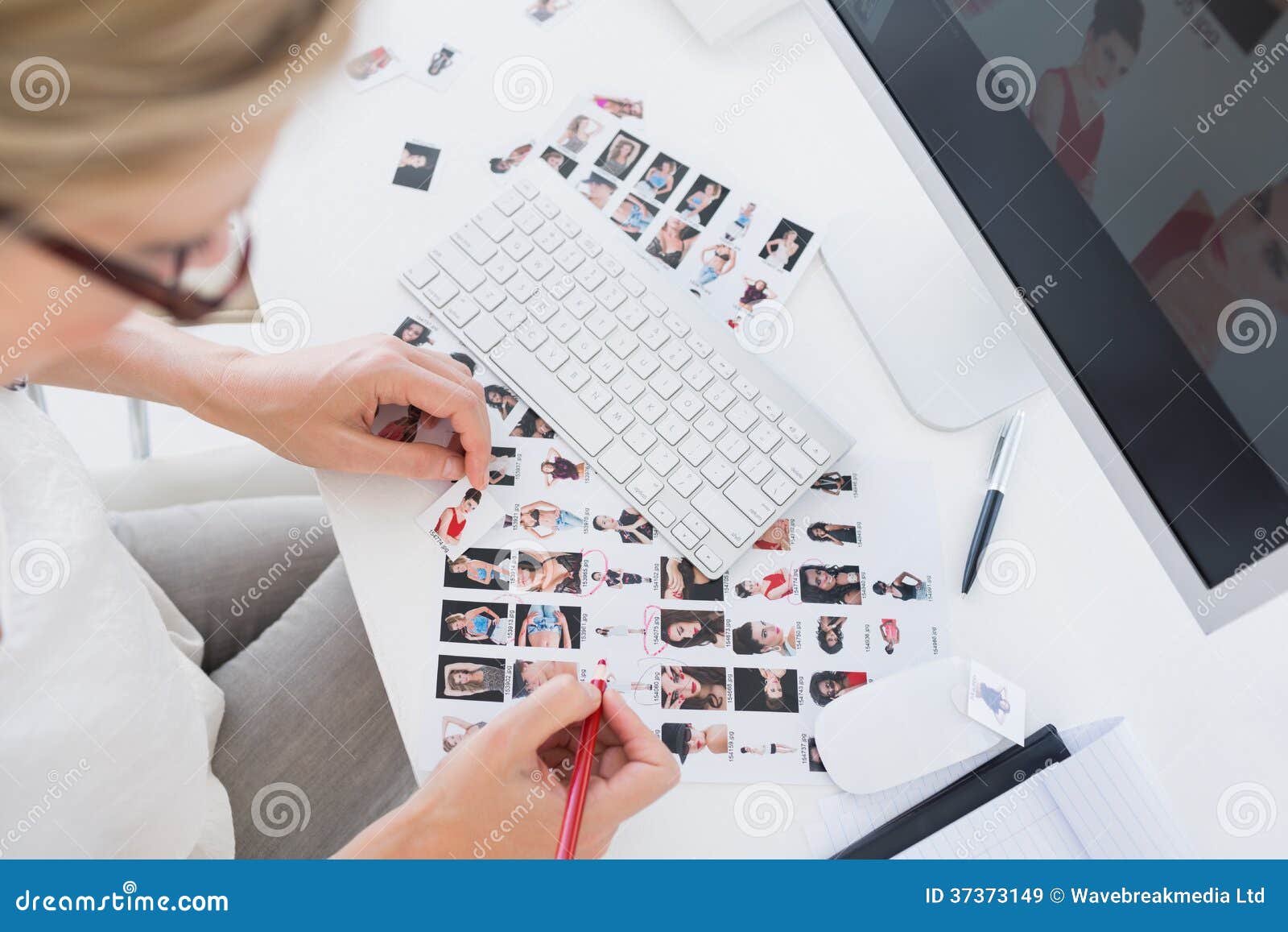Female Photo Editor at Work in the Office Stock Image - Image of female ...