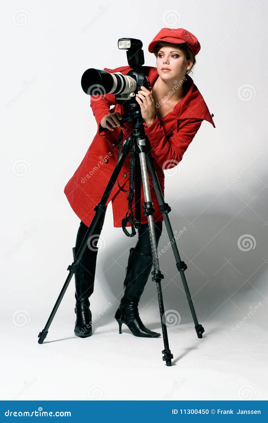 Female Photographer Focusing On The Viewer Stock Photography ...
