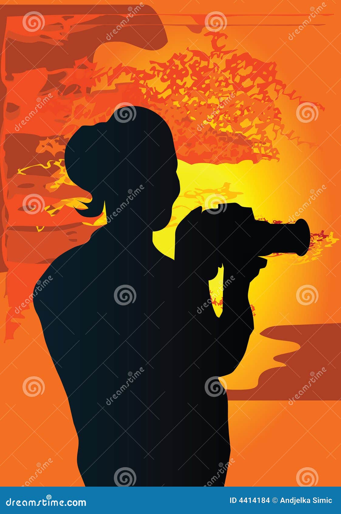 Female photographer stock vector. Illustration of lens - 4414184