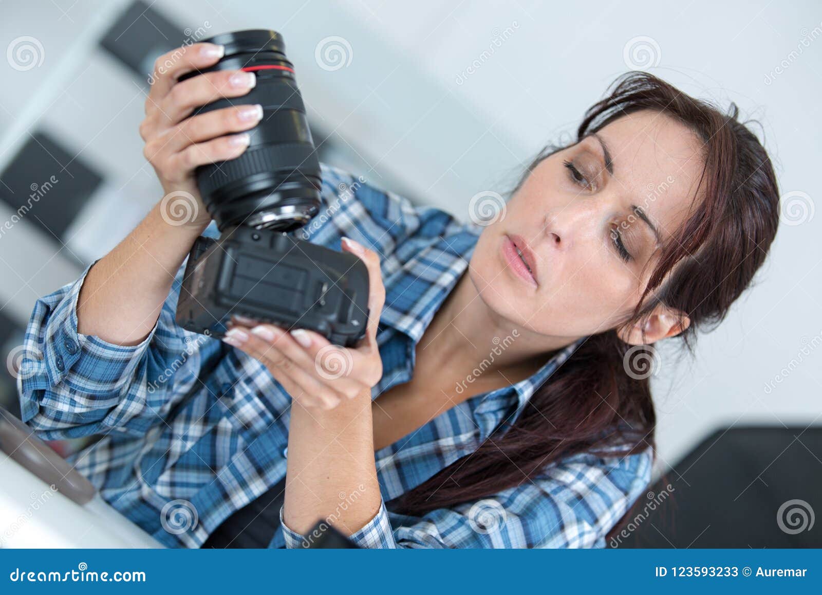 Female Photographer Assembling Camera Stock Image - Image of hobbies ...