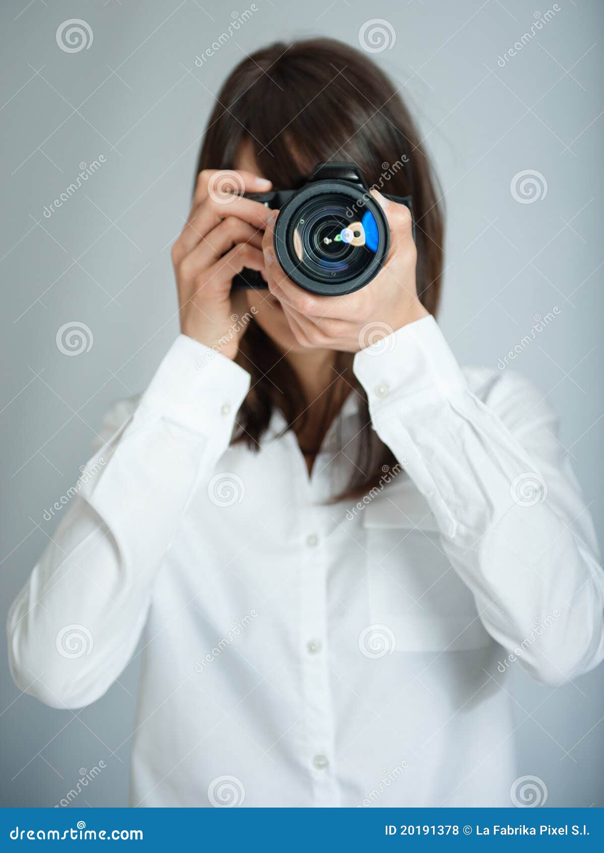 Female Photographer Shooting Stock Photo - Image of white, woman: 20191378