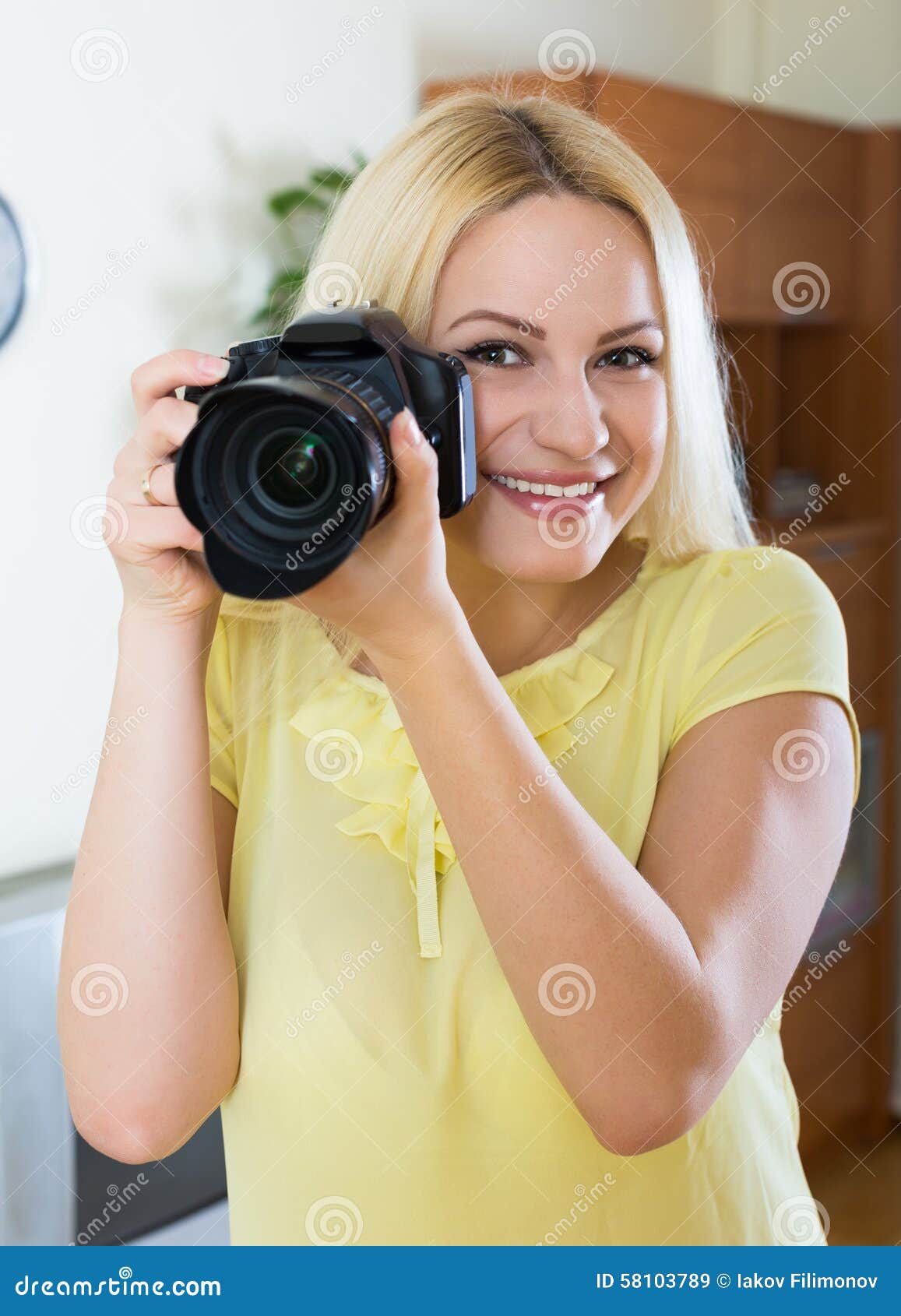 Female Photographer Testing New Camera Stock Image - Image of photoes ...