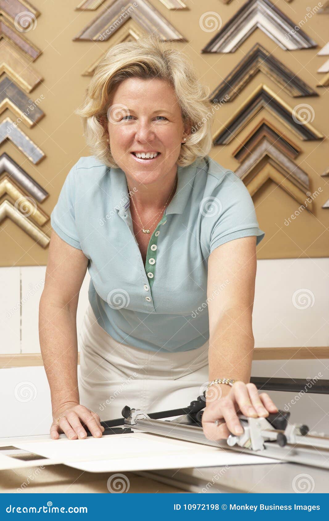 Female Picture Framer at Work Stock Photo - Image of female, middle ...