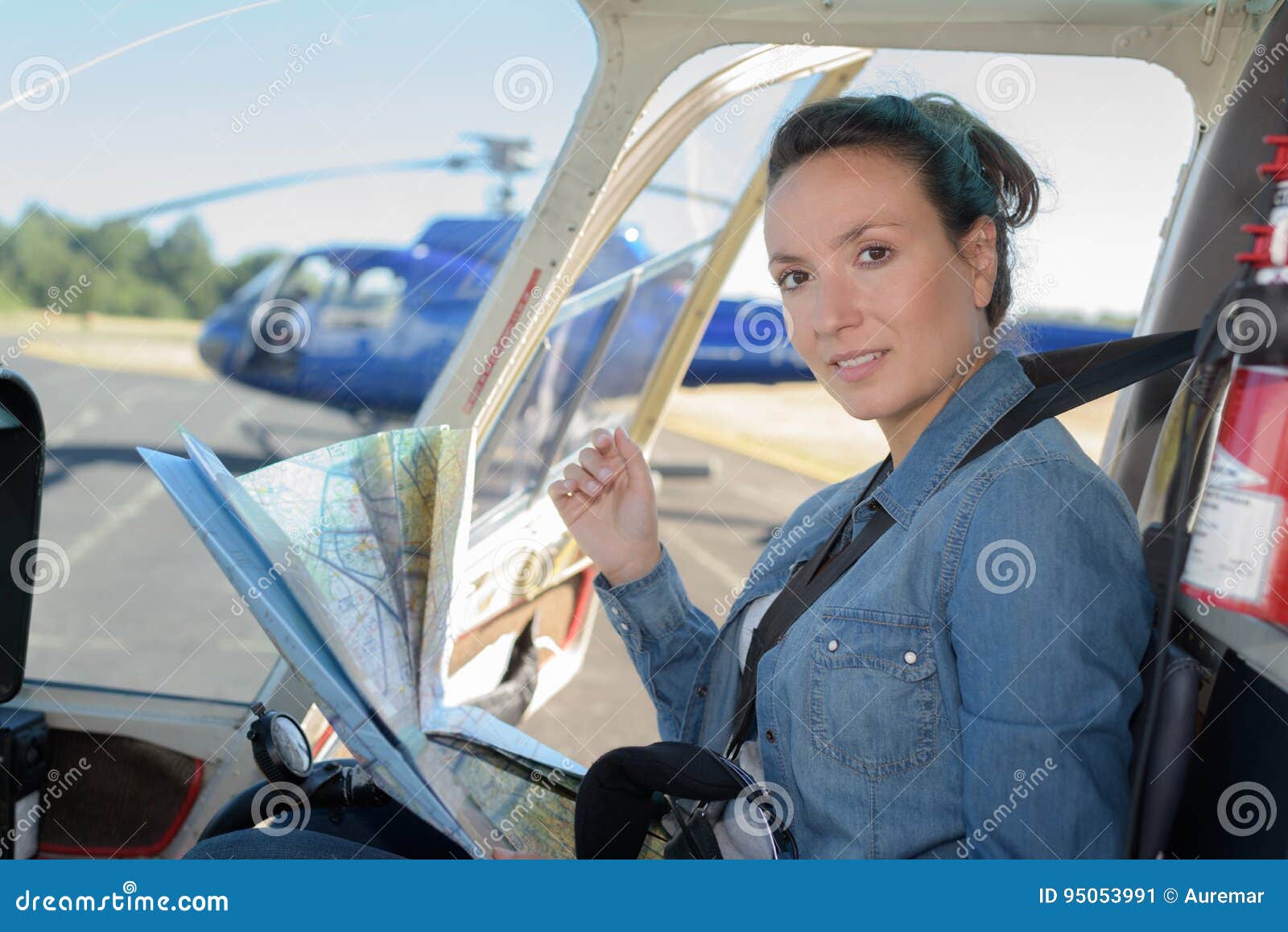 Female pilot studying map stock image. Image of transport - 95053991