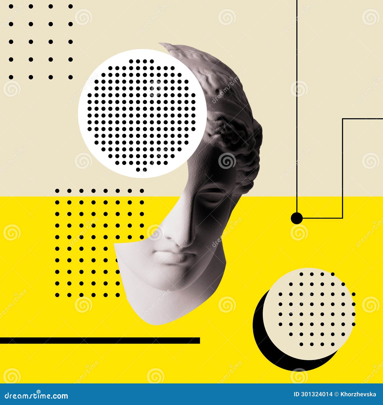 Female Plaster Statue Head with Abstract Design Elements Stock Photo ...