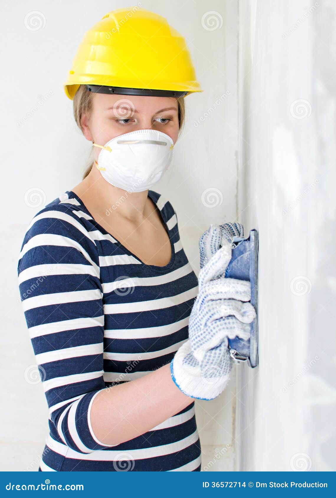 Female plasterer stock photo. Image of filler, repair - 36572714