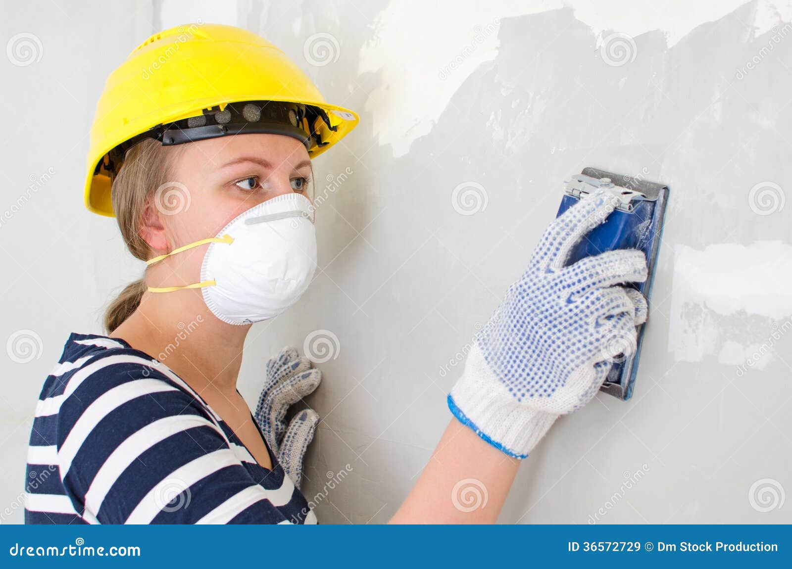 Female plasterer stock image. Image of builder, prime - 36572729