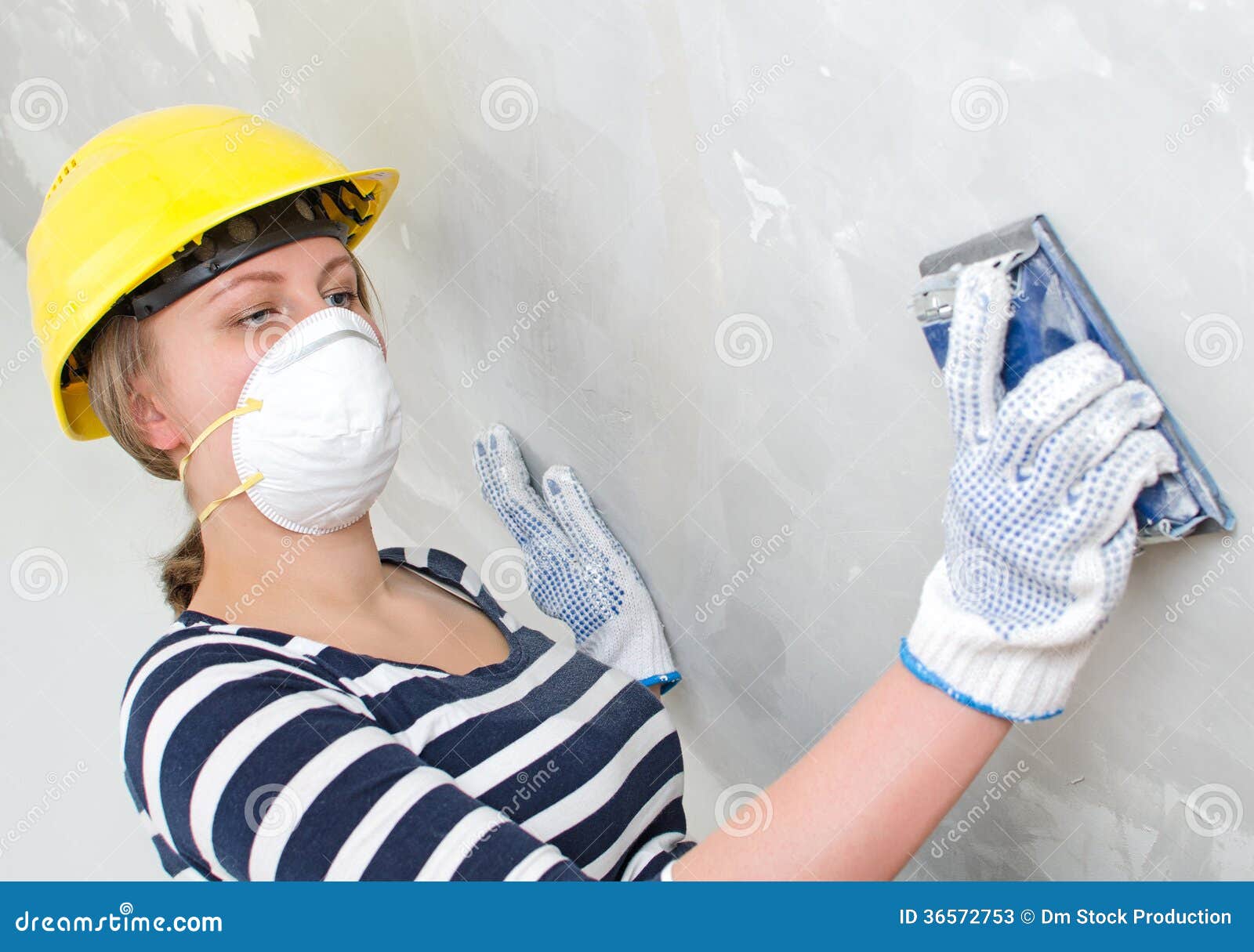 Female plasterer stock image. Image of polish, protect - 36572753