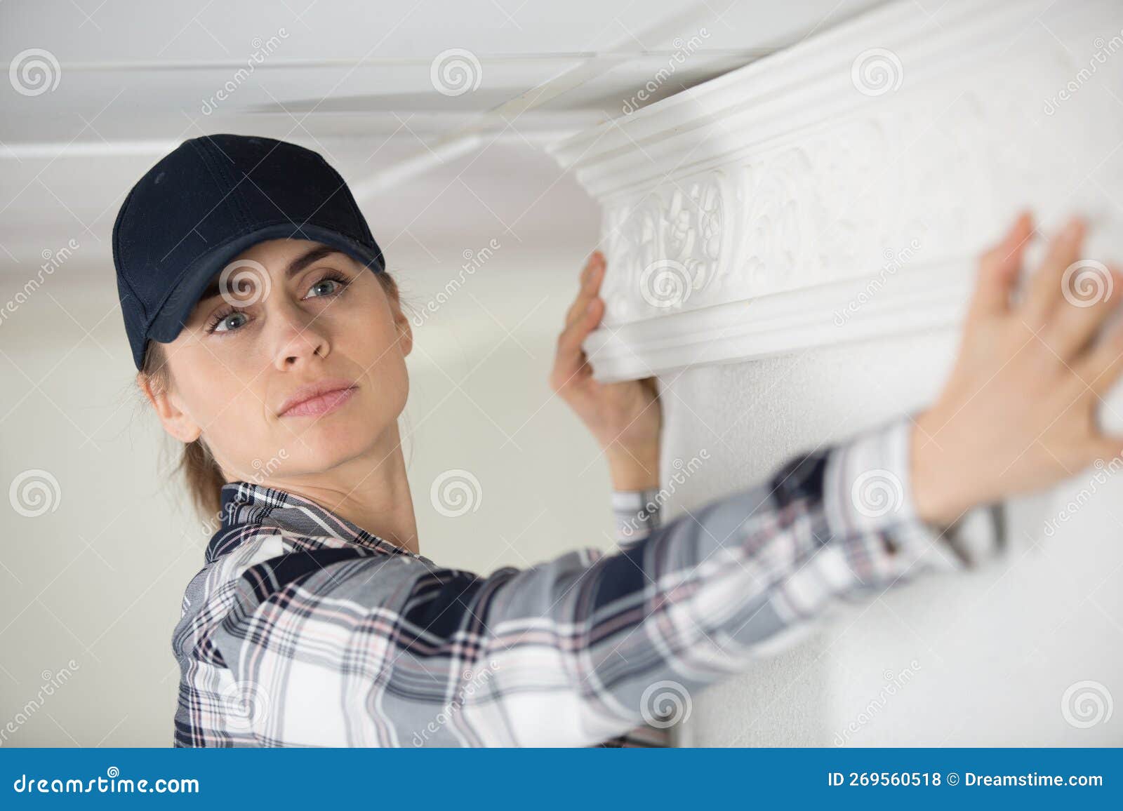 Female Plasterer Painter at Indoor Wall Renovation Decoration Stock Photo - Image of spatula ...
