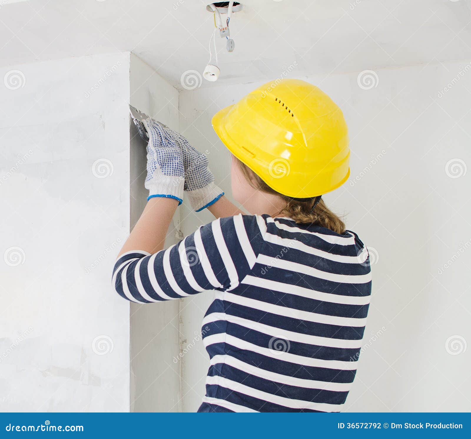 Female Plasterer Working On Interior Wall Royalty-Free Stock ...