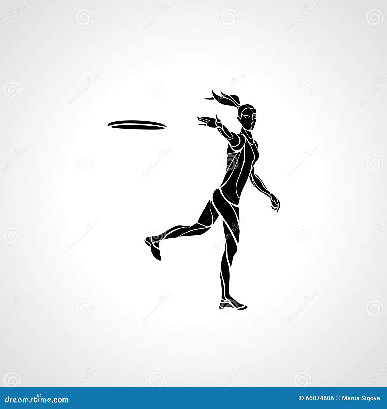 Female Player is Throwing Flying Disc Stock Illustration - Illustration ...