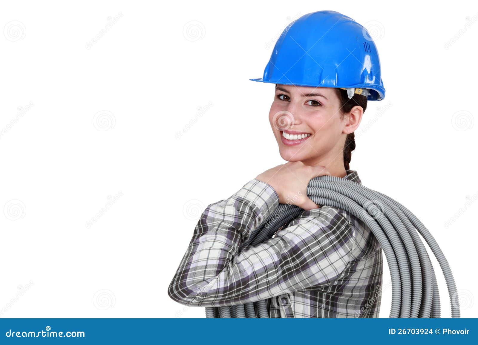 Female plumber stock photo. Image of pipe, female, tool - 26703924