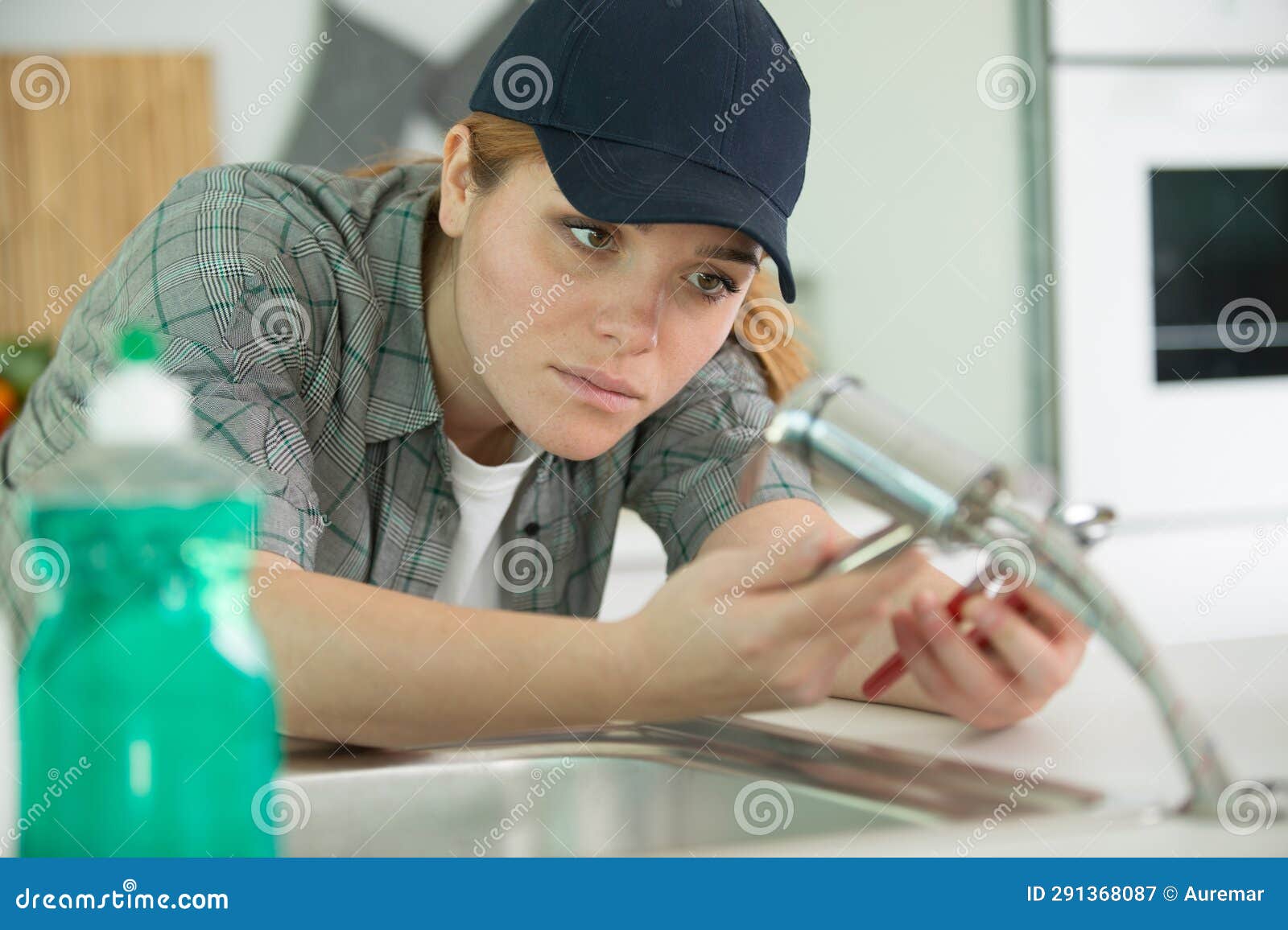 Female Plumber Fitting Tap in Kichen Sink Stock Image - Image of ...