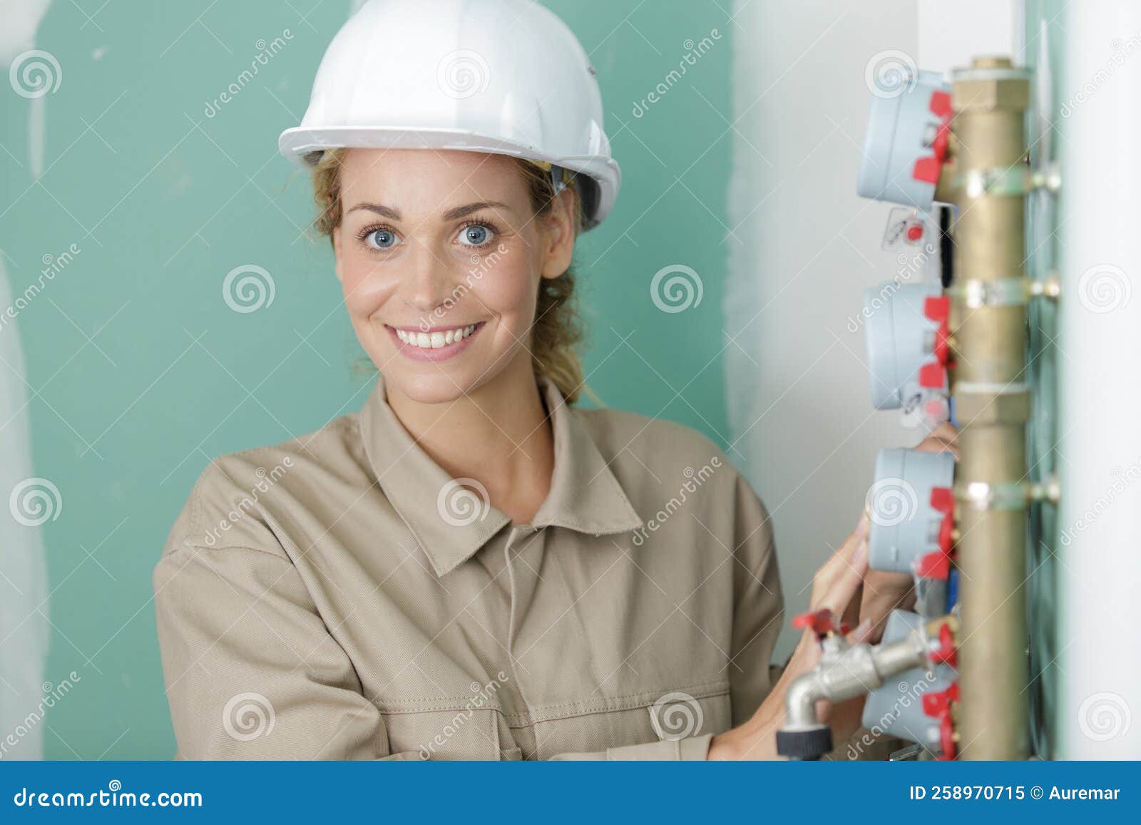 Female Plumber Looking at Camera Stock Image - Image of work, flat ...