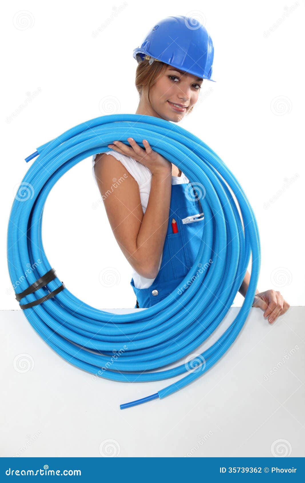 Female plumber stock photo. Image of selfemployed, wall - 35739362