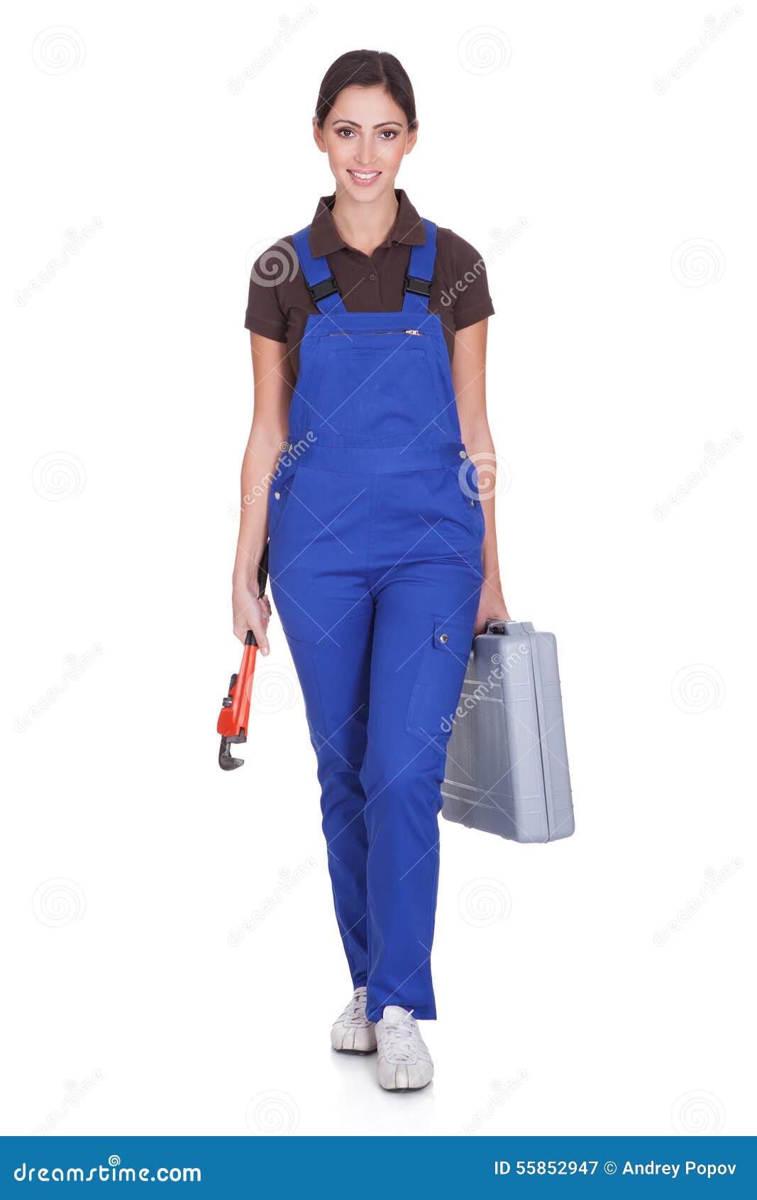 Female Plumber with a Wrench Stock Image - Image of girl, beautiful ...