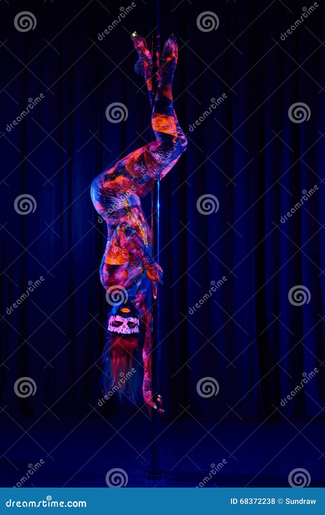 Female Pole Dancer in Bright Neon Colours Under Ultraviolet Stock Photo ...