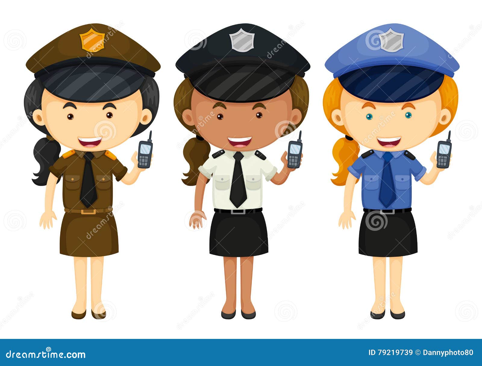 Female Police in Three Different Uniforms Stock Vector - Illustration ...
