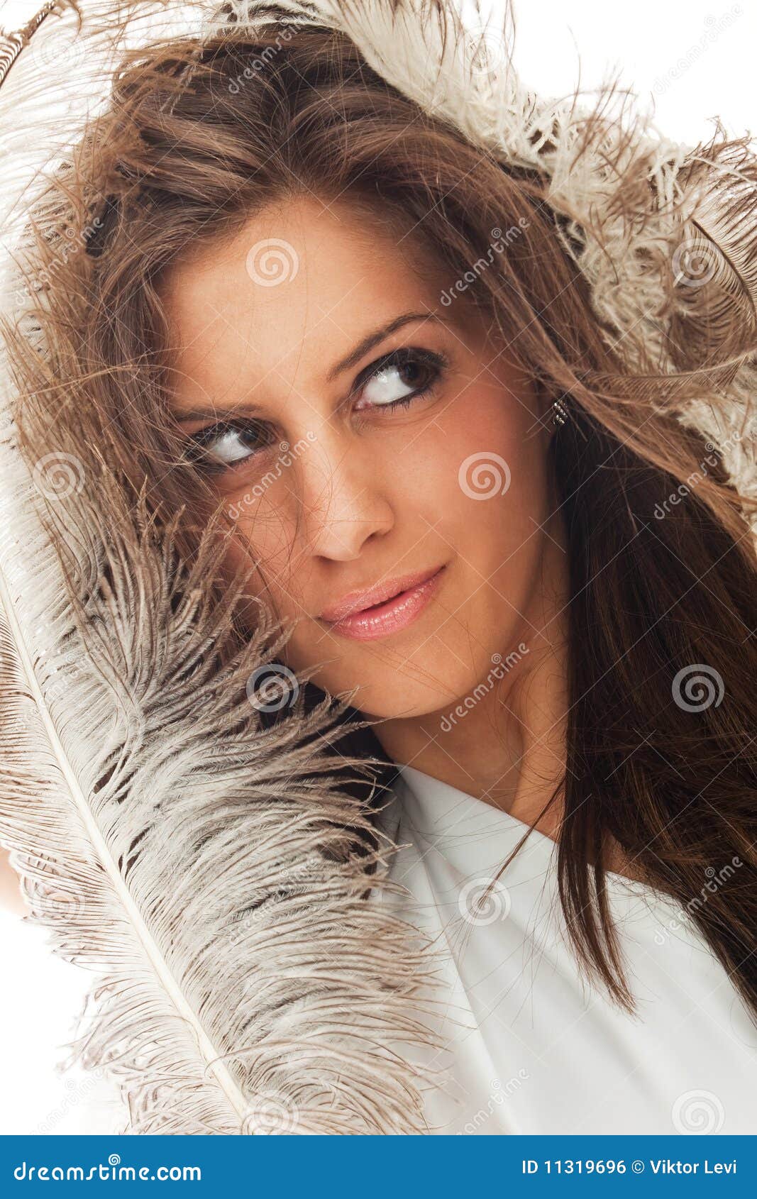 Female Portrait with Feathers Stock Photo - Image of face, sensuality ...