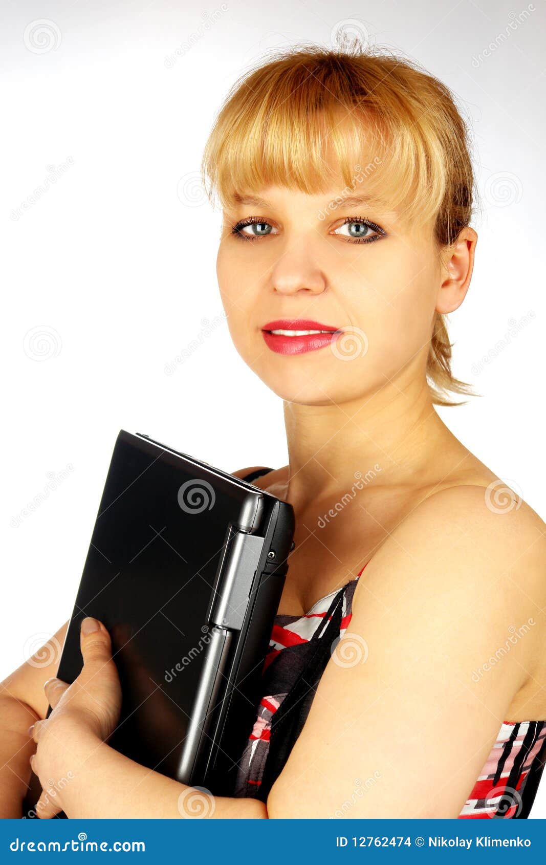 Female Portrait with Laptop Stock Photo - Image of colour, girl: 12762474