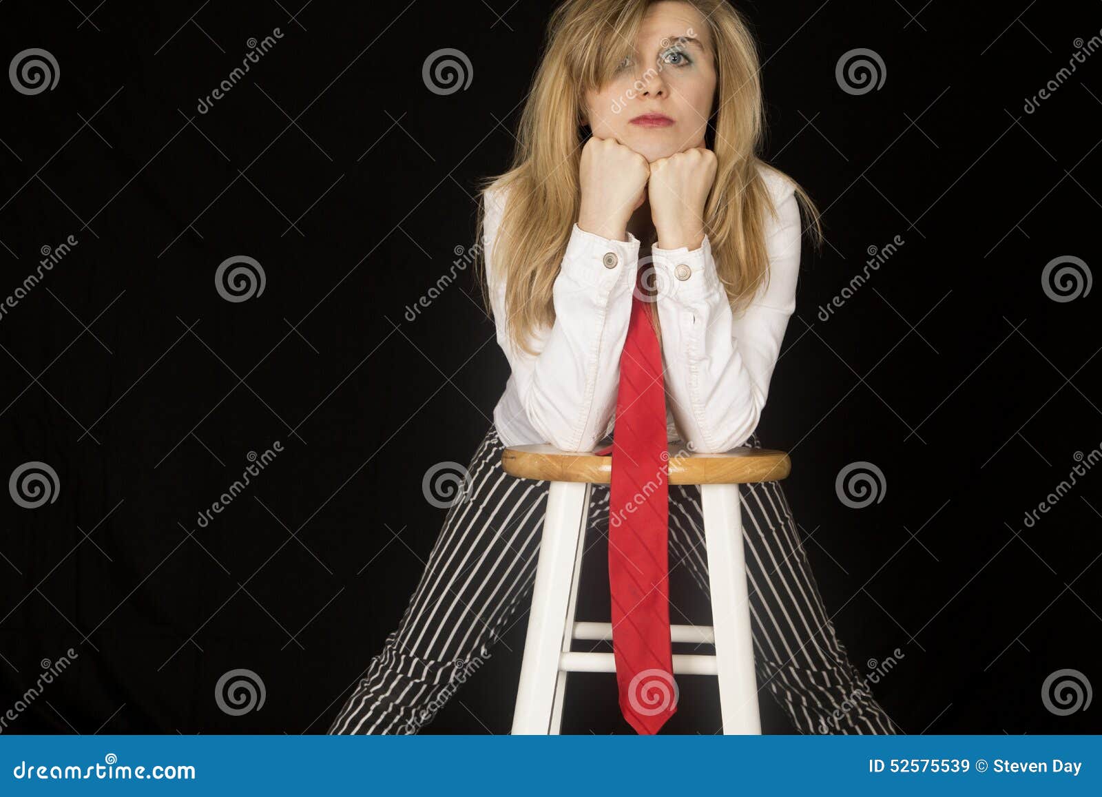 Female Portrait of Model Leaning on Her Elbows on a Bar Stool Stock ...