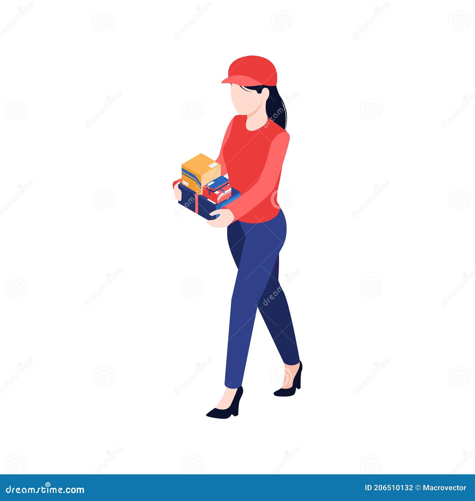 Female Postman Isometric Composition Stock Illustration - Illustration ...
