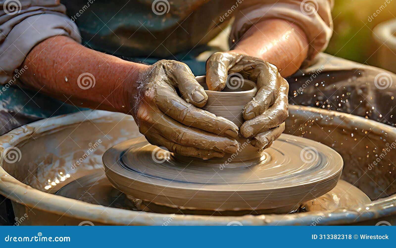 Female Potter Creating Large Pottery on a Spinning Wheel, AI-generated ...