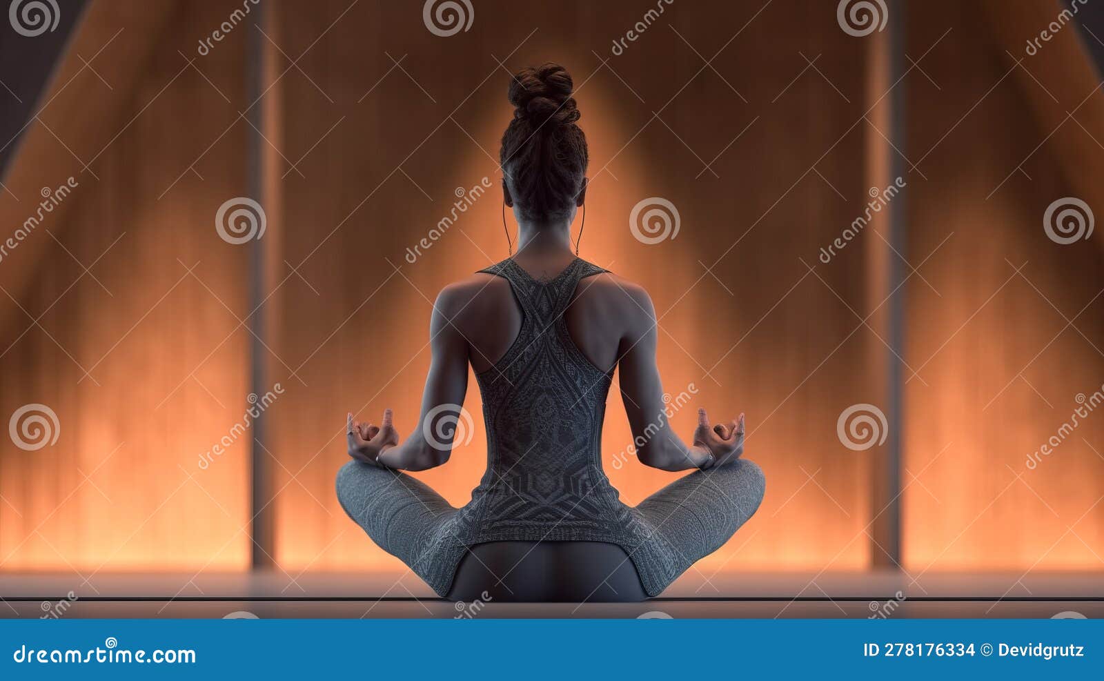 Female Practicing Yoga Back View. Generative AI Stock Illustration ...