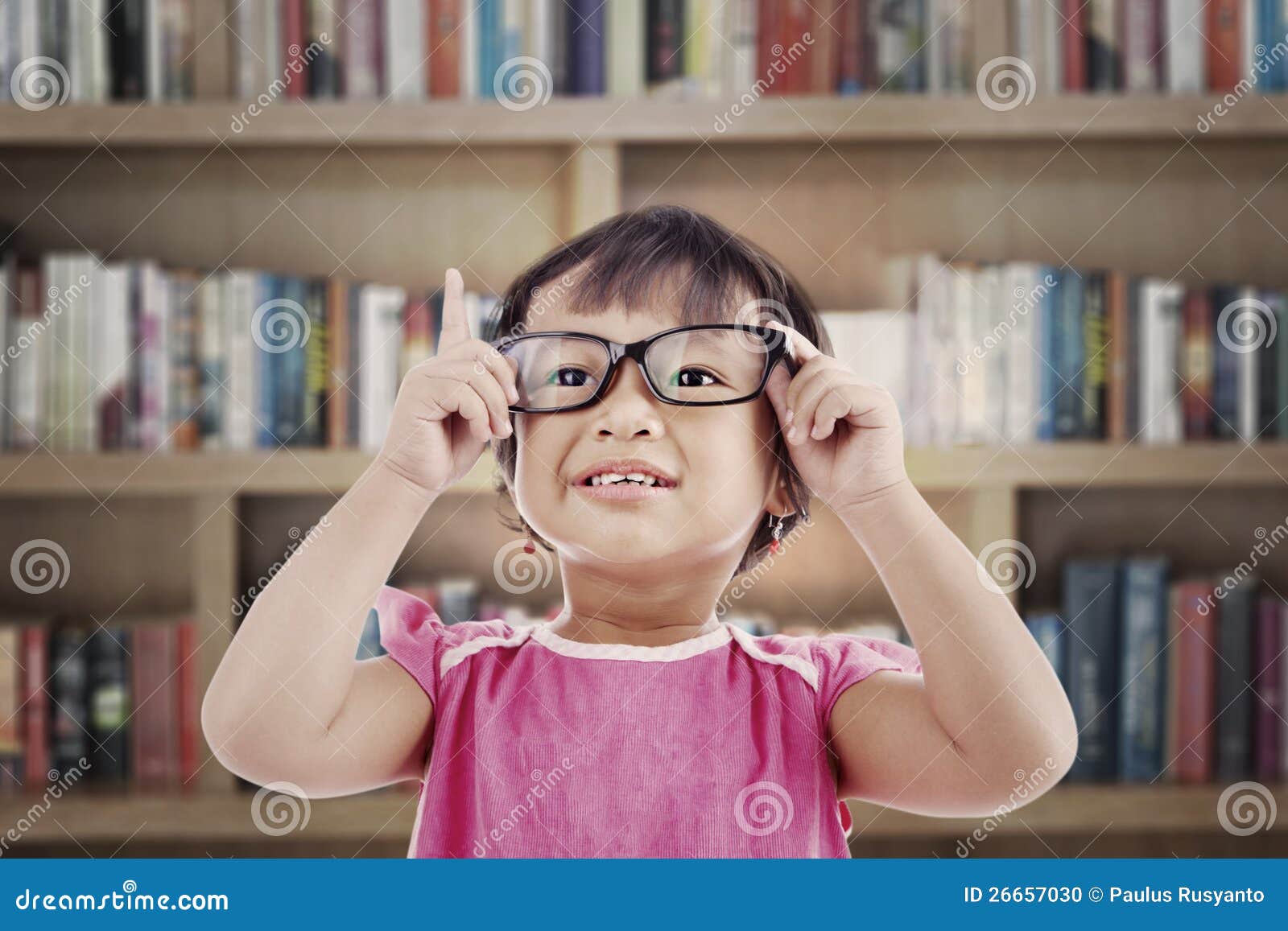 Female Preschooler in Library Stock Photo - Image of indonesian, happy ...