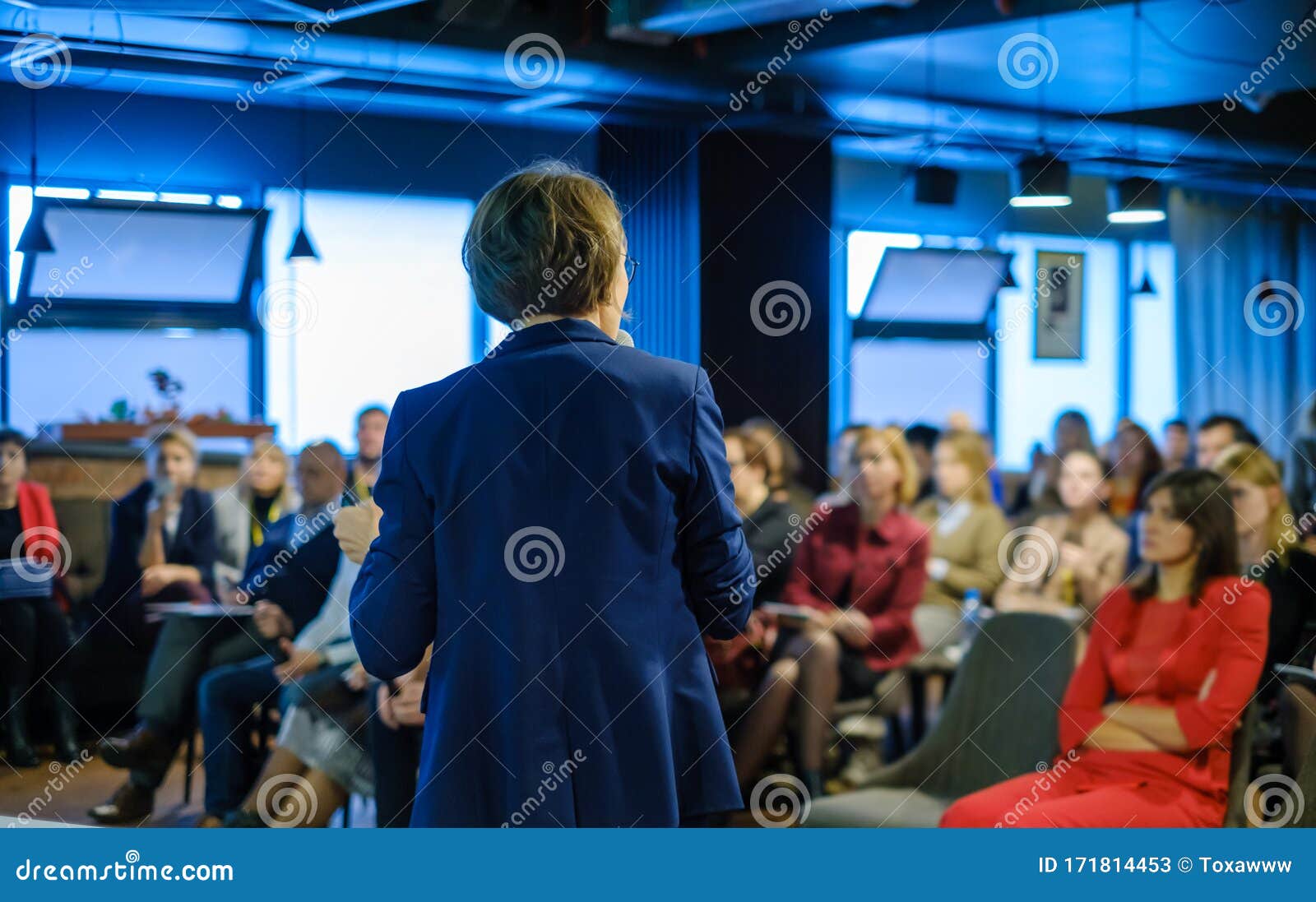 Female Presenter Speaks To Audiences Editorial Stock Photo - Image of ...