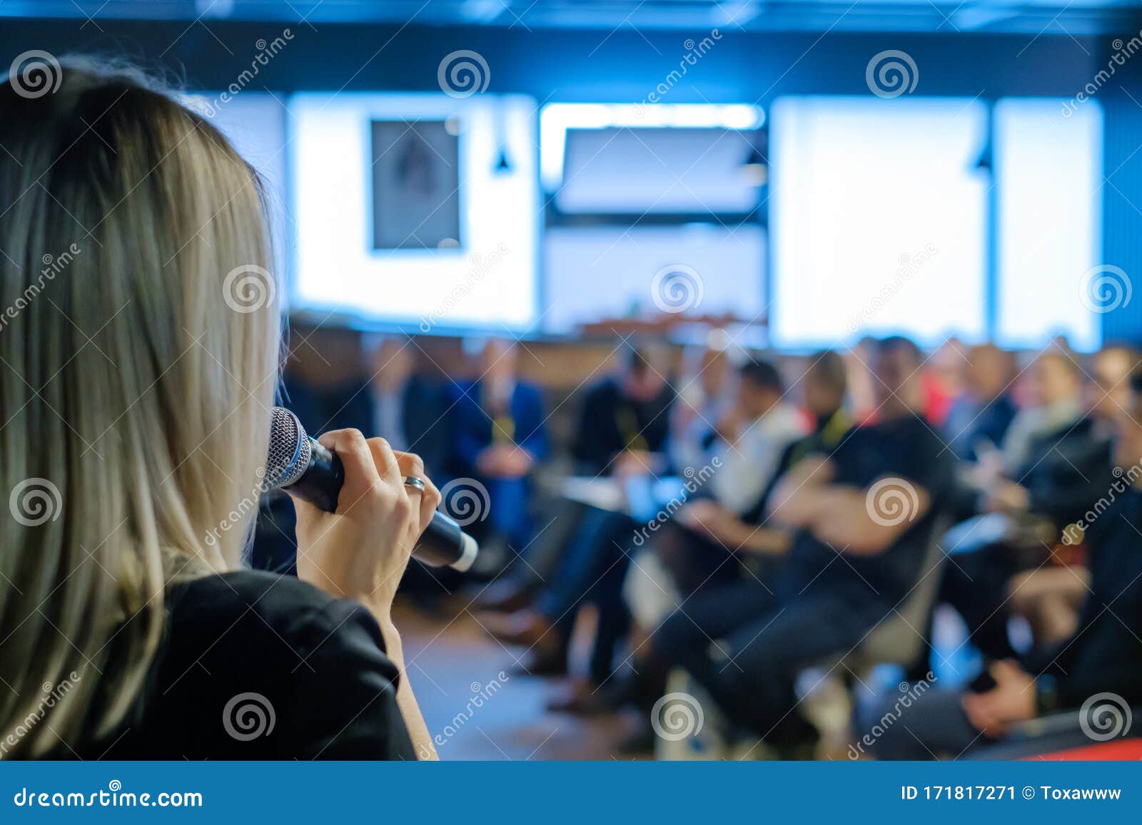 Female Presenter Speaks To Audiences Editorial Photo - Image of ...