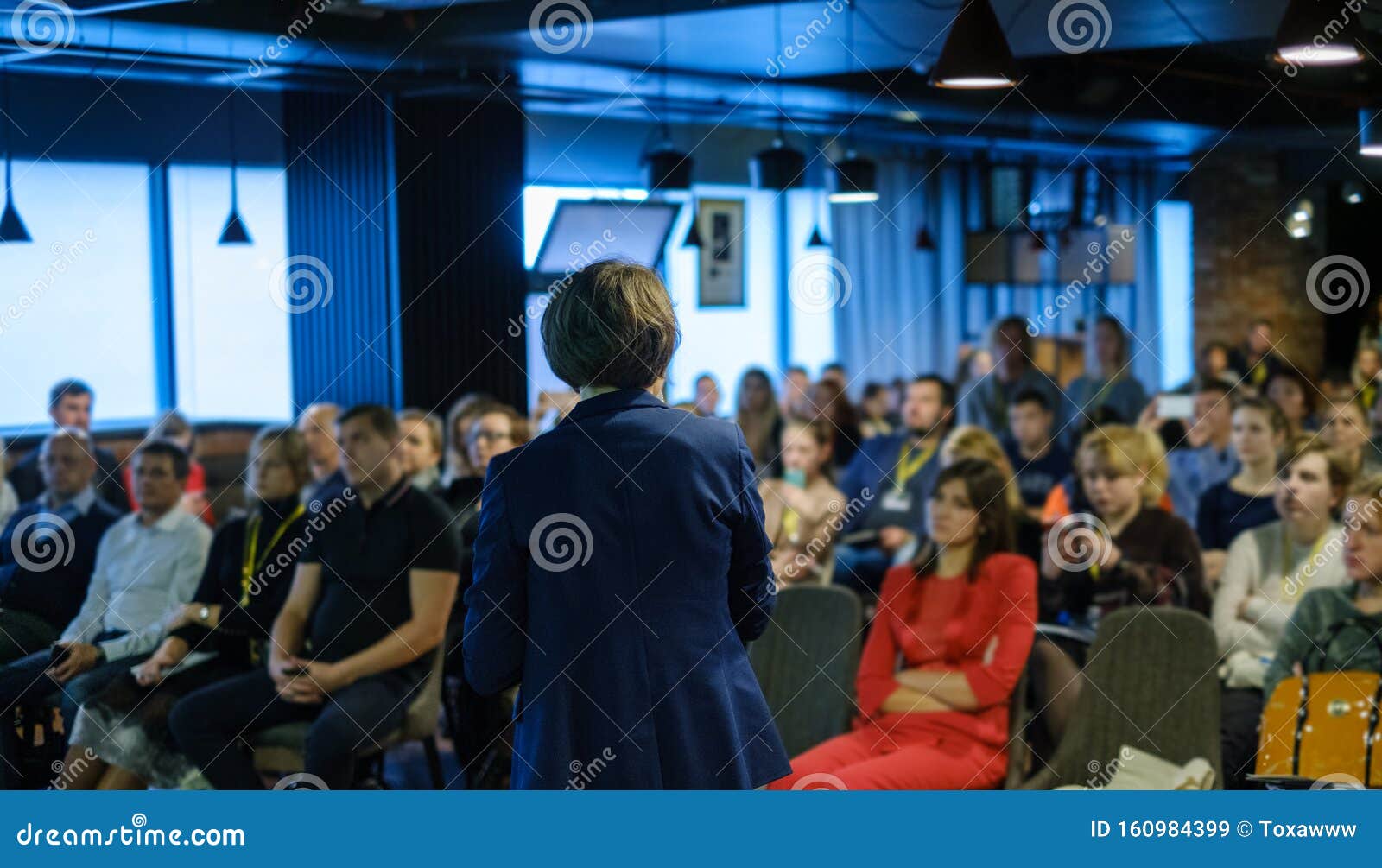 Female Presenter Speaks To Audiences Editorial Stock Image - Image of ...